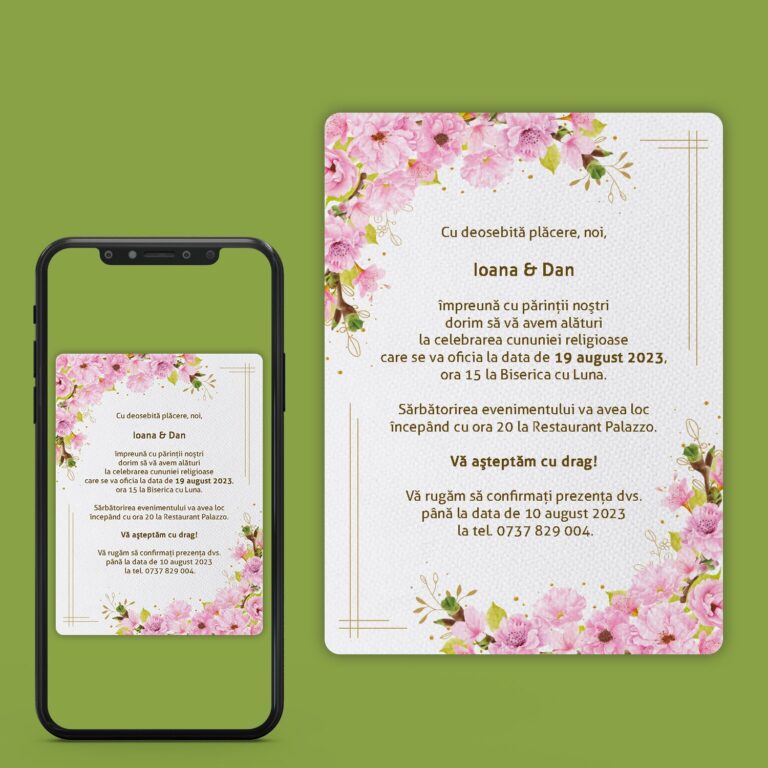 Invitatie digitala nunta cu flori | Super Pret - eMarturii